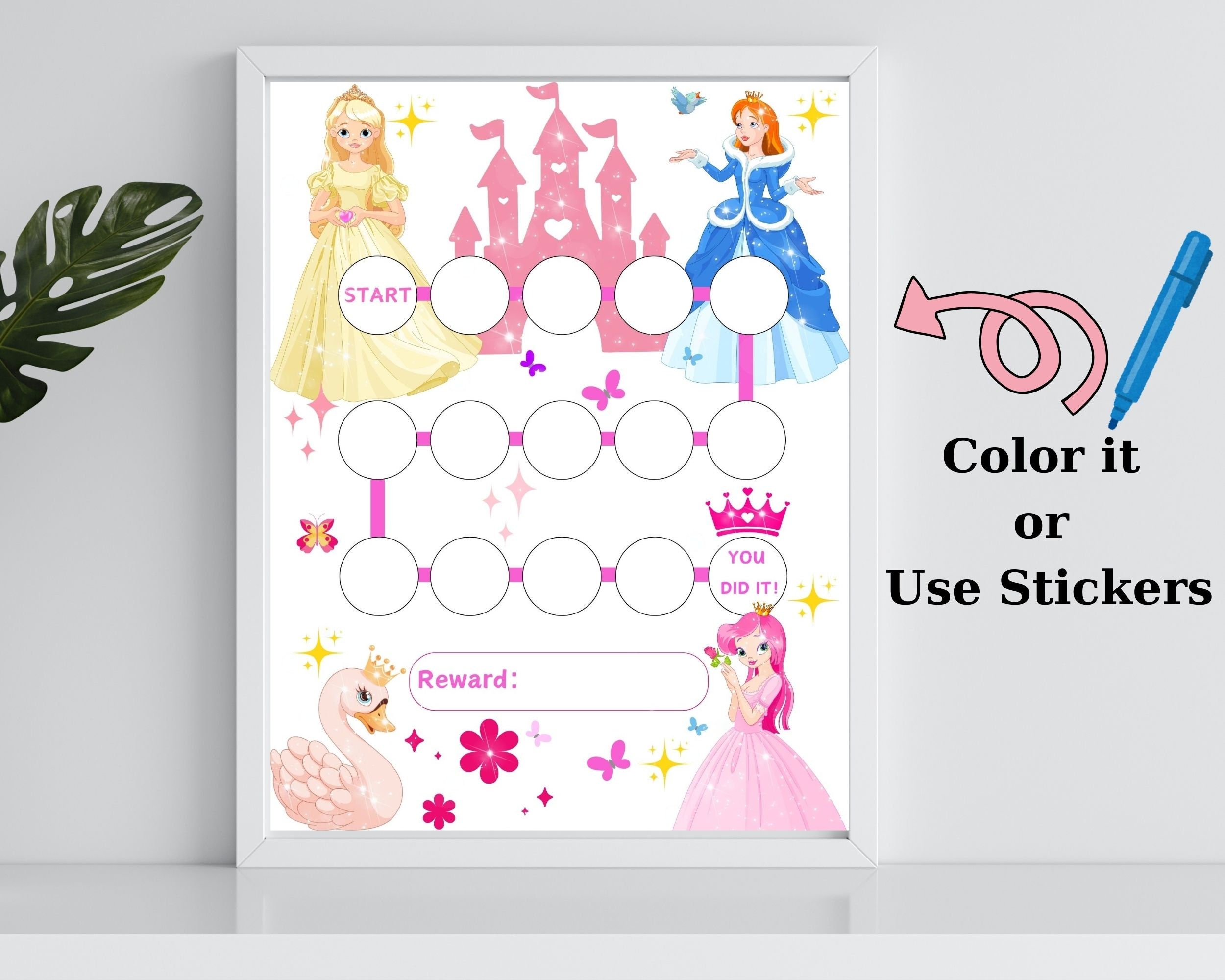 Girls Princess Reward Chart Potty Training Chart Chore Chart Girls ...
