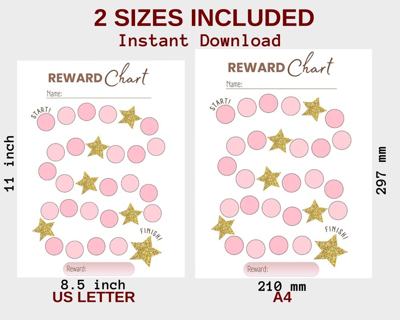 Printable Reward Chart Reward Chart for Girls Sticker Chart Toddler ...