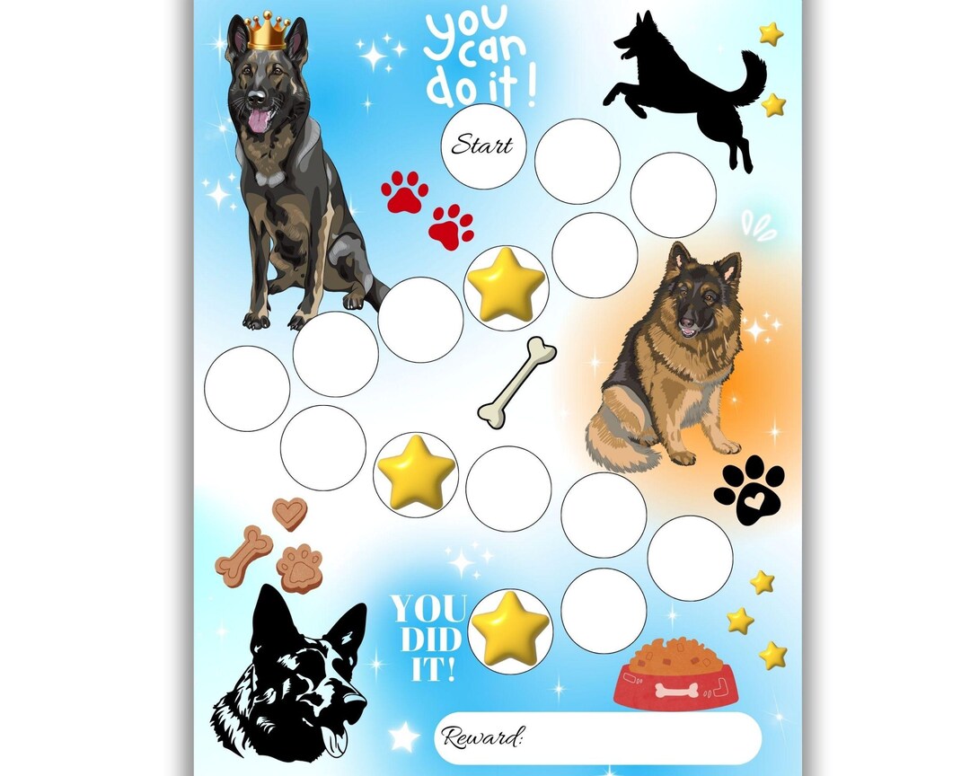 German Shepherd Reward Chart for Kids and Dogs – Printable Puppy ...