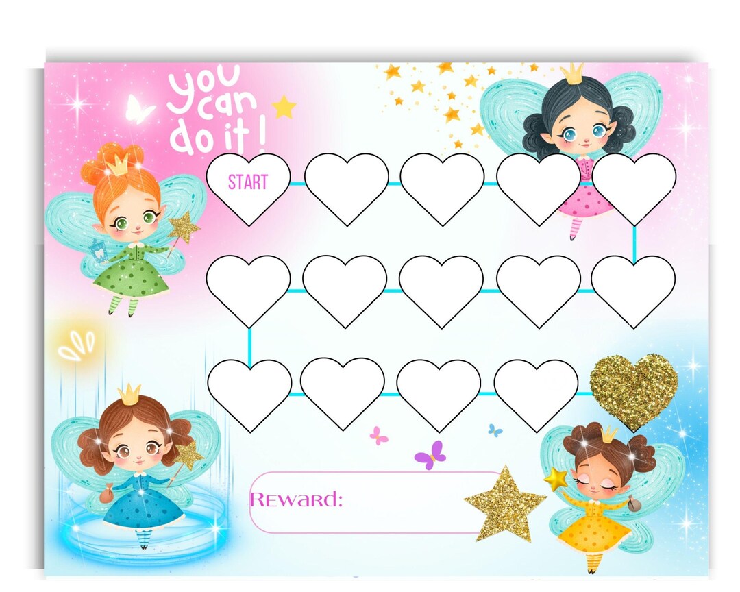 Fairy Reward Chart - Kids Sticker Chart - Girls Chore Chart - Sleeping ...