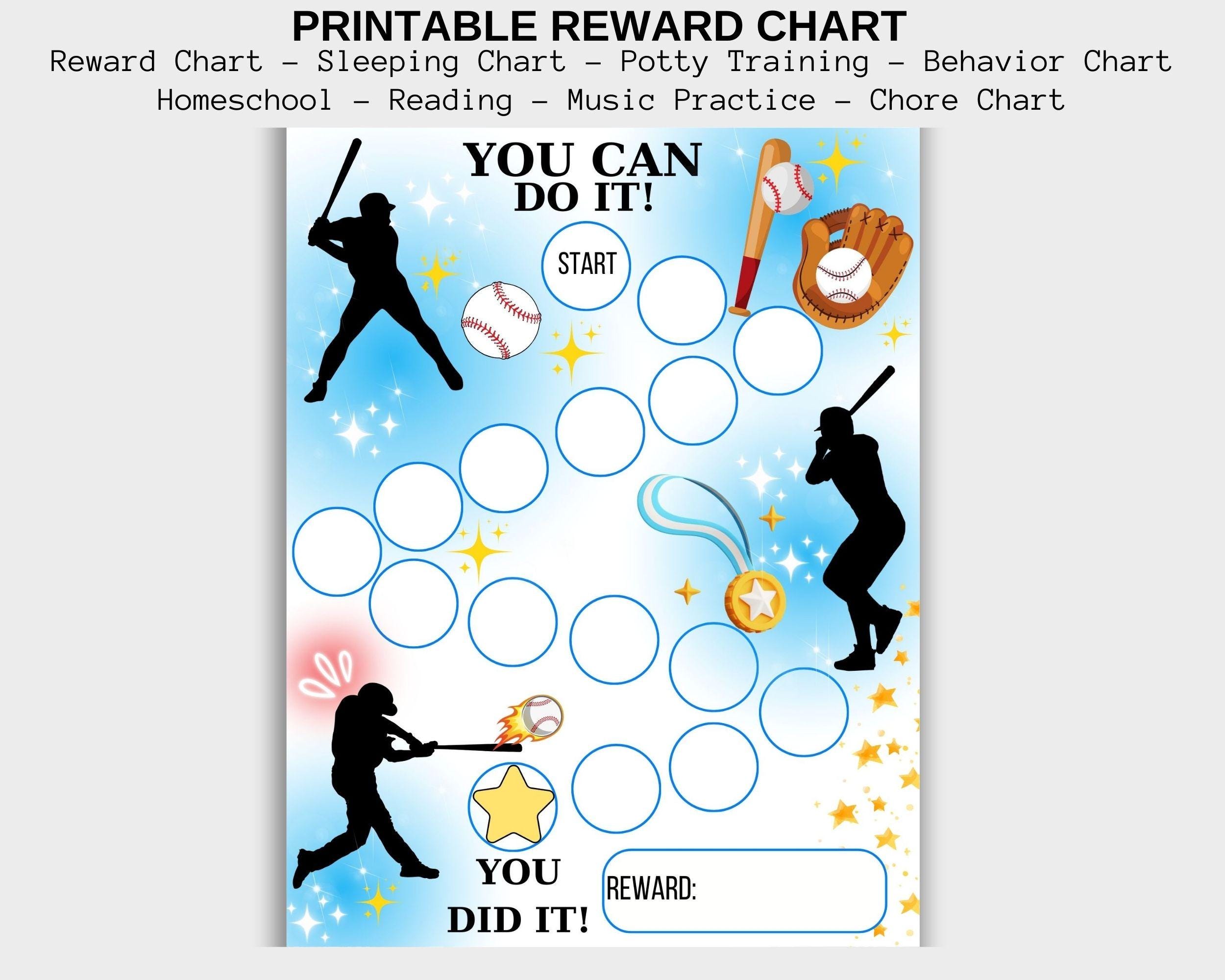 Printable Sports Reward Chart - Baseball Reward Chart - Baseball ...