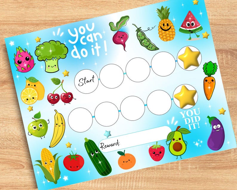 Healthy Eating Reward Chart – Printable Fruit & Veggie Themed Tracker ...
