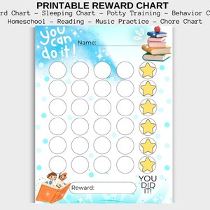 Printable Reading Reward Chart for Kids: Blue & Pink Book Tracker (PDF ...
