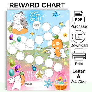 Printable Easter Reward Chart for Kids - Bunny Behavior Chart - Spring ...