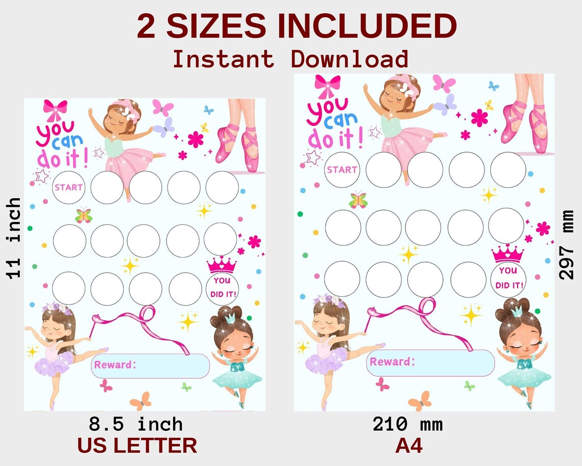 Printable Ballerina Reward Chart - Ballet Reward Chart - Girls Potty ...