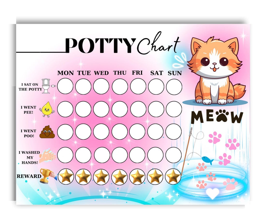 Cat Potty Training Chart - Kitty Cat Potty Chart - Toilet Training ...