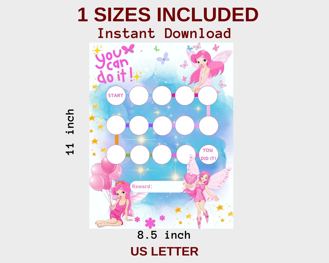 Fairy Reward Chart Princess Reward Chart Sleeping Chart Potty Training ...