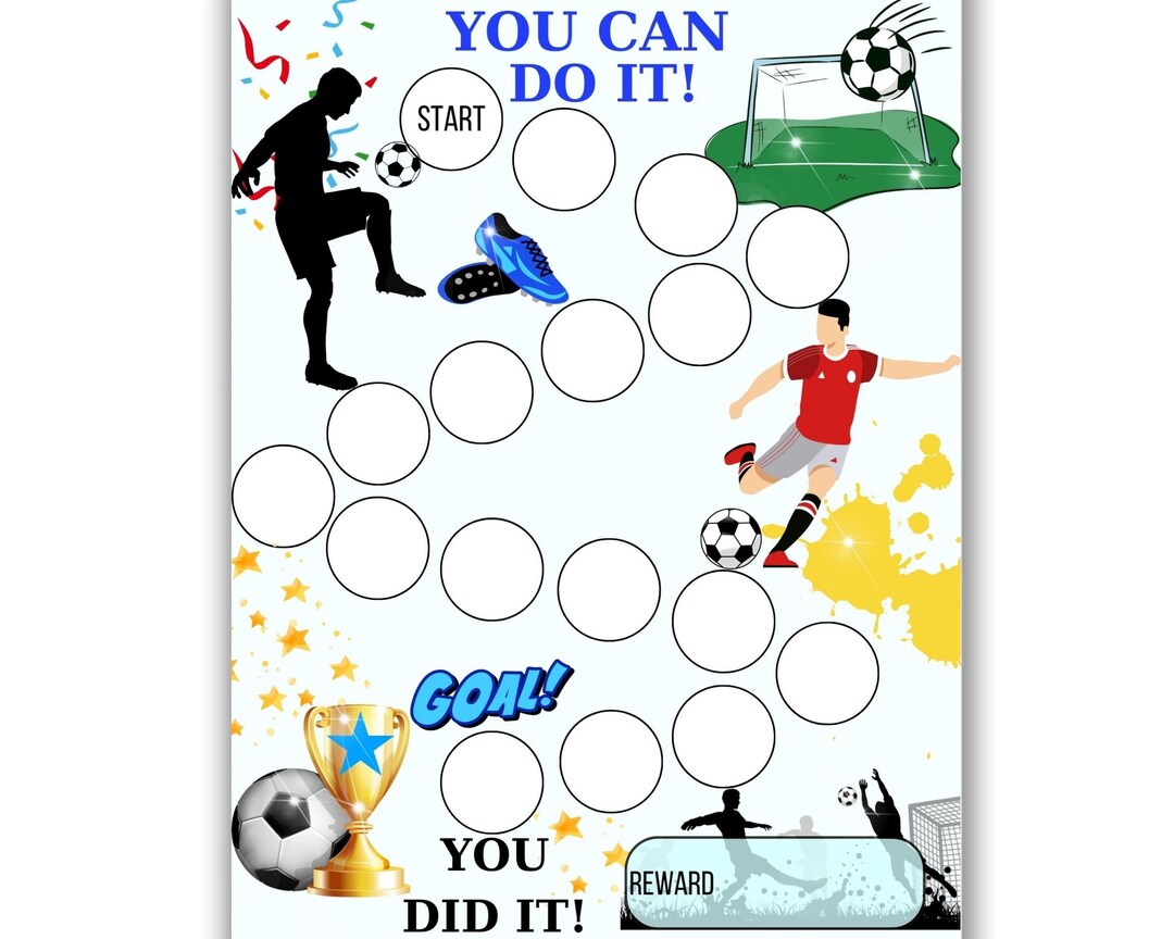Football Reward Chart - Boys Behavior Chart - Kids Chore Chart - Sleep ...