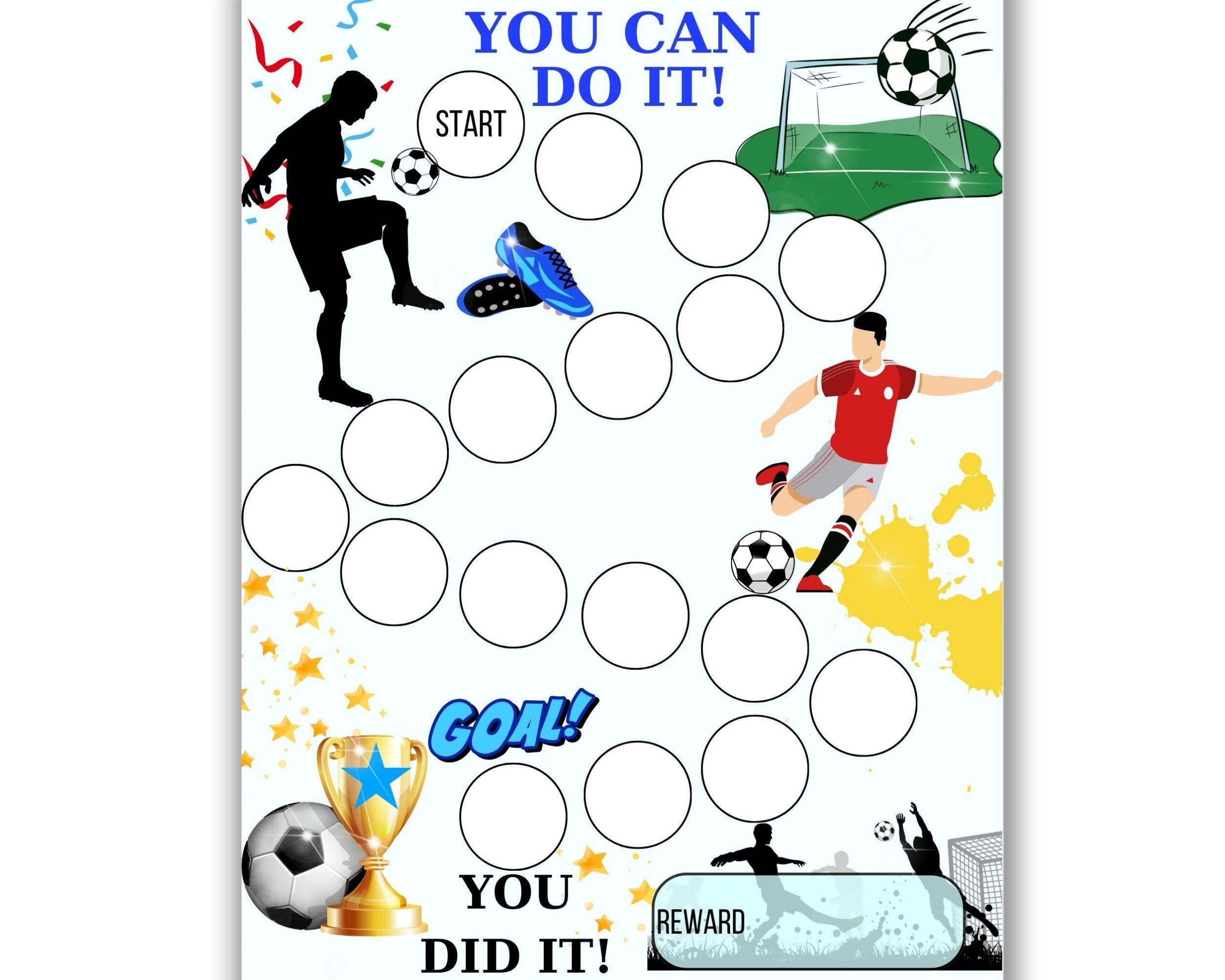Football Reward Chart - Boys Behavior Chart - Kids Chore Chart - Sleep ...