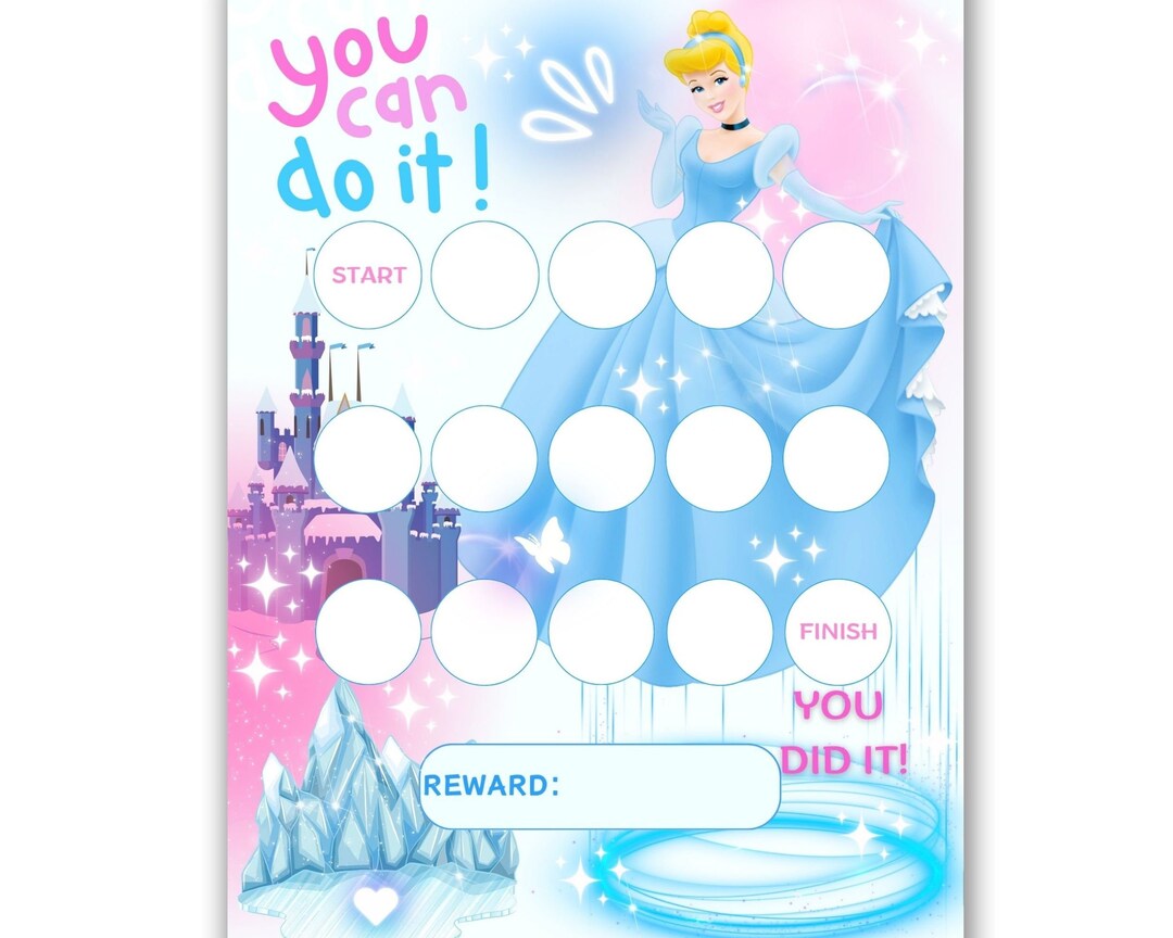 Cinderella Reward Chart Girls Princess Reward Chart Cinderella Potty ...
