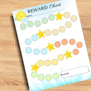 Printable Reward Chart - Sun Rainbow Reward Chart - Toddler Reward ...