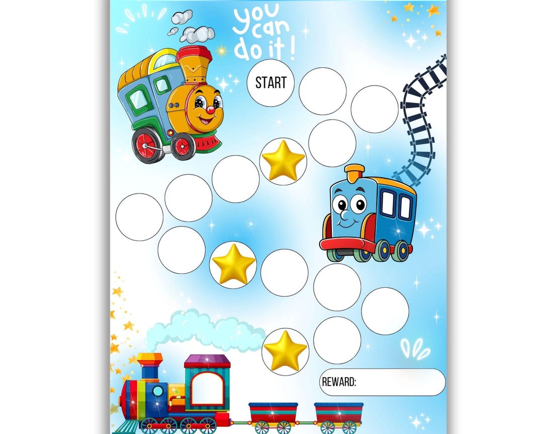 Train Reward Chart for Kids - Motivation Boost - Charts for School ...