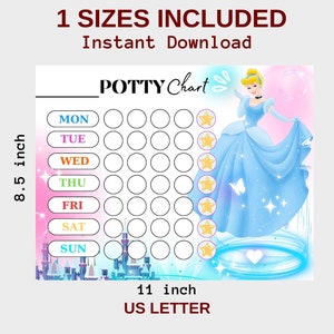 Cinderella Potty Training Chart Princess Toilet Training Sticker Chart ...