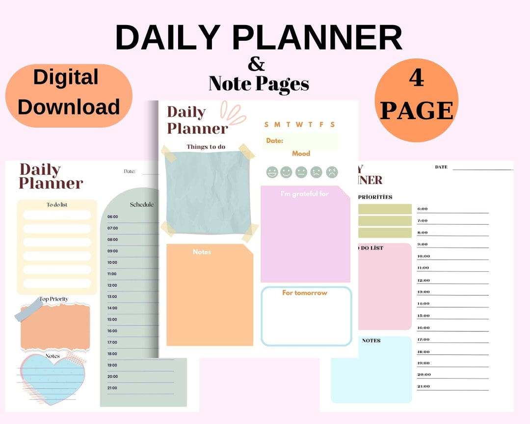 Cute Daily Planner Printable Printable Planner, Planner Set Digital ...