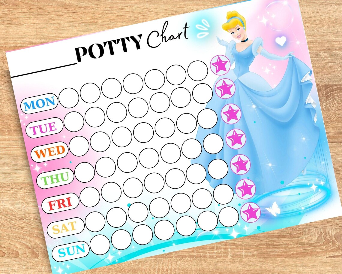 Cinderella Potty Training Chart Princess Toilet Training Sticker Chart ...