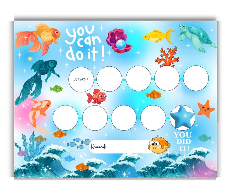 Ocean Reward Chart - Fish Sticker Reward Chart - Under the Sea Behavior ...