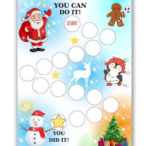 Christmas Reward Chart - Printable Kids Reward Chart - Snowman Sticker ...