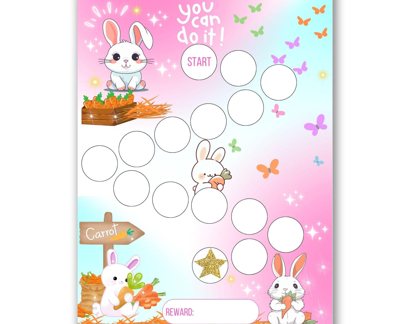 Easter Bunny Reward Chart - Bunny Sticker Chart - Chore Chart - Girls ...