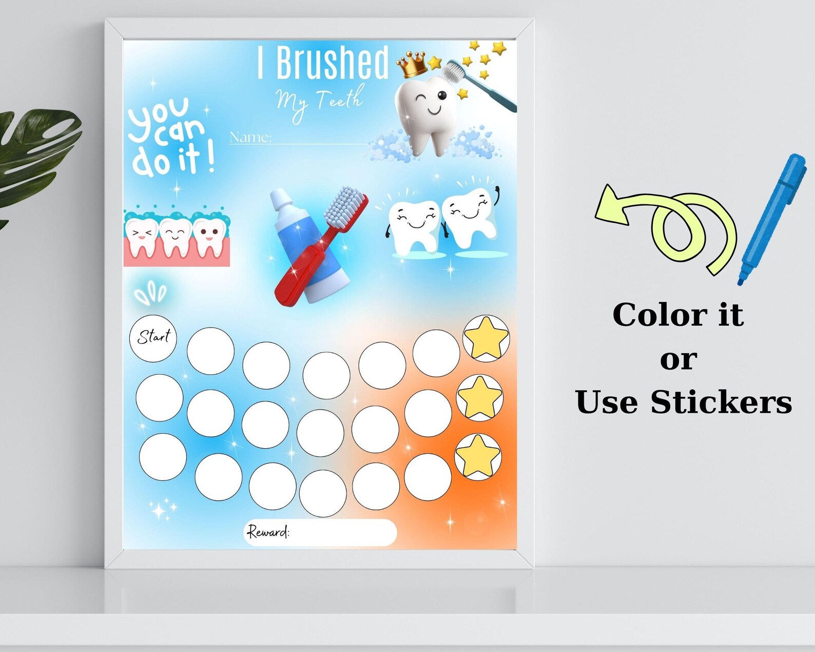 Teeth Brushing Reward Chart - Tooth Brushing Reward Chart - Sticker ...