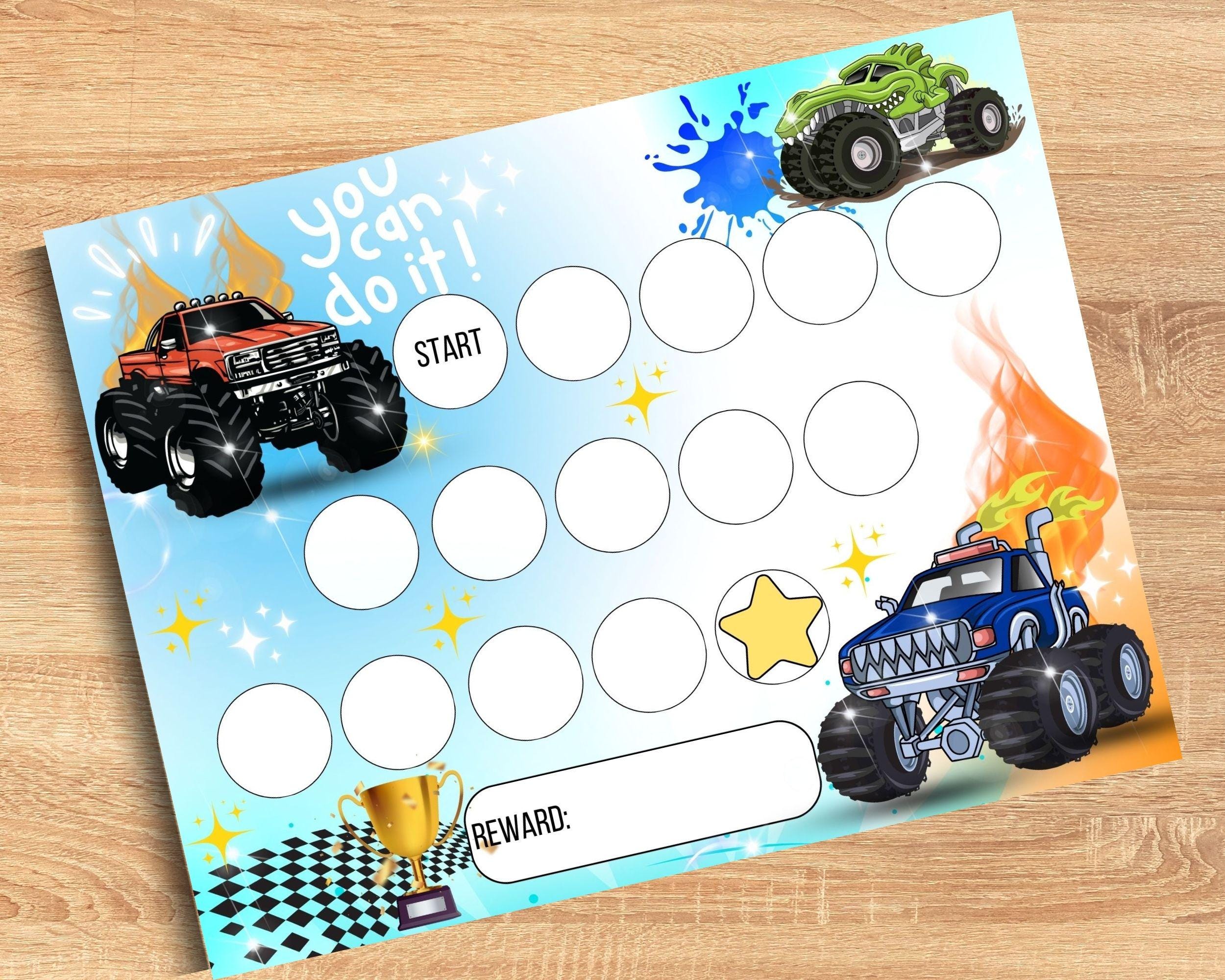Monster Truck Reward Chart - Printable Behavior Chart for Kids - Chore ...