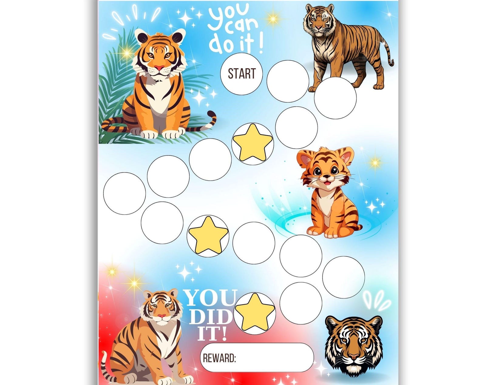 Tiger Reward Chart Kids Reward Chart Toddler Reward Chart Potty ...