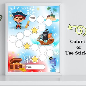 Pirate Reward Chart - Treasure Hunt Chart - Sticker Chart - Prize Chart ...