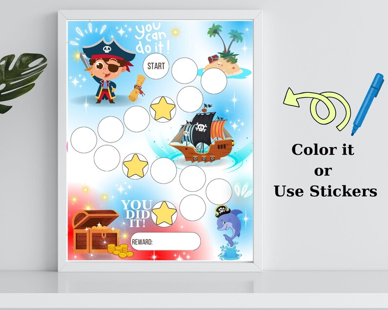Pirate Reward Chart - Treasure Hunt Chart - Sticker Chart - Prize Chart ...