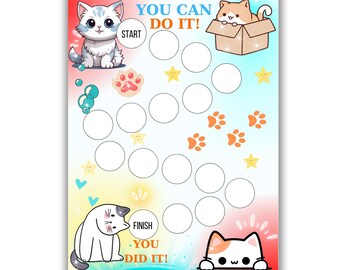Cat Reward Chart Printable Kids Reward Chart, Instant Download Behavior ...