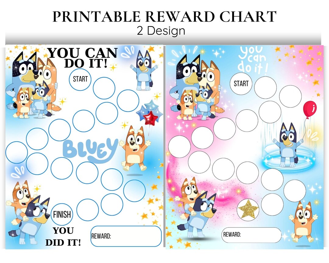 Bluey Reward Chart Bundle - Kids Reward Chart - Potty Training - Chore ...