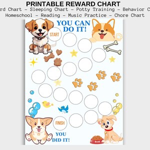 Printable Dog Reward Chart - Kids Reward Chart - Potty Training Chart ...
