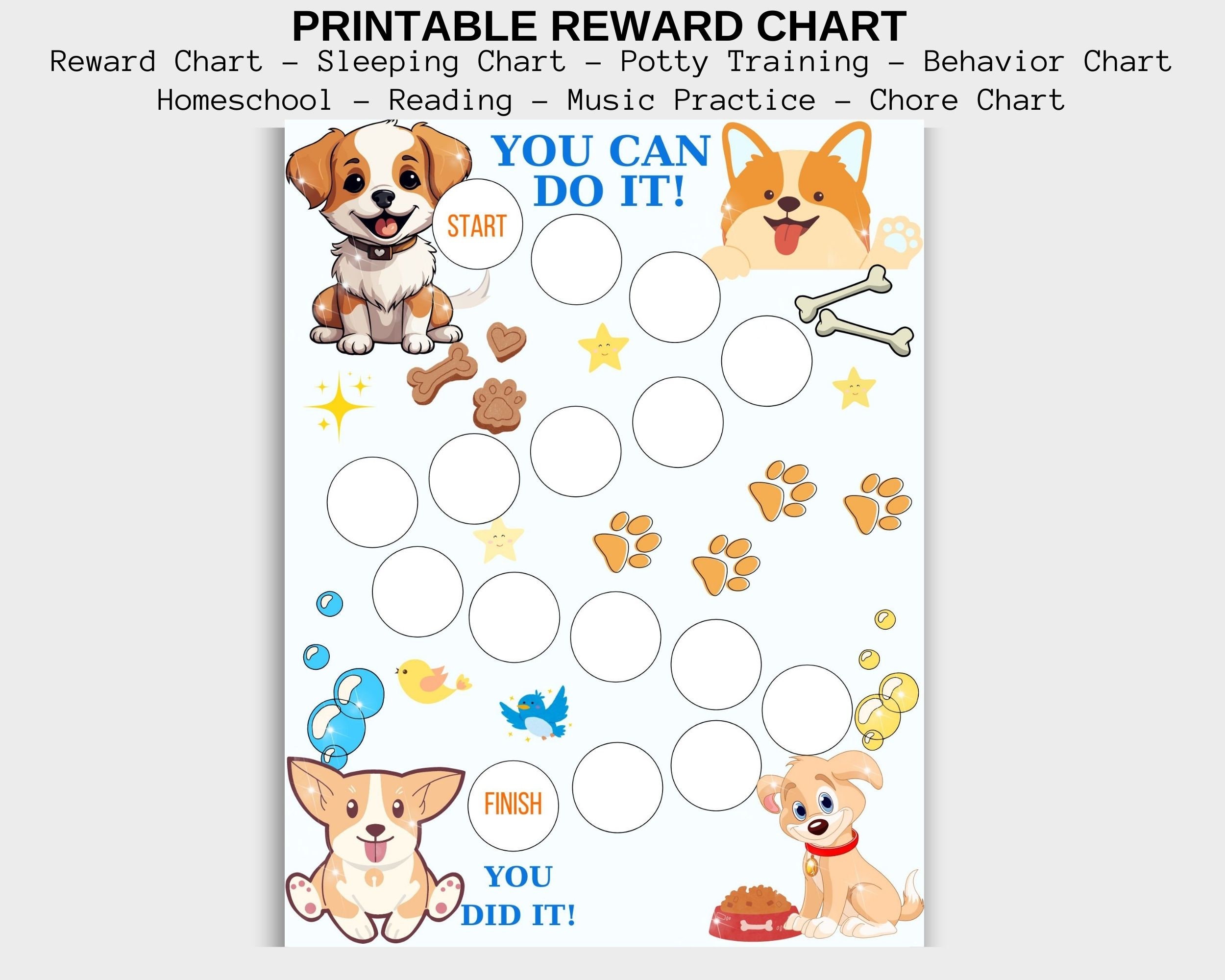 Printable Dog Reward Chart Kids Reward Chart Potty Training Chart ...