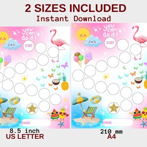 Summer Reward Chart - Printable Potty Training Chart - Flamingo Chore ...