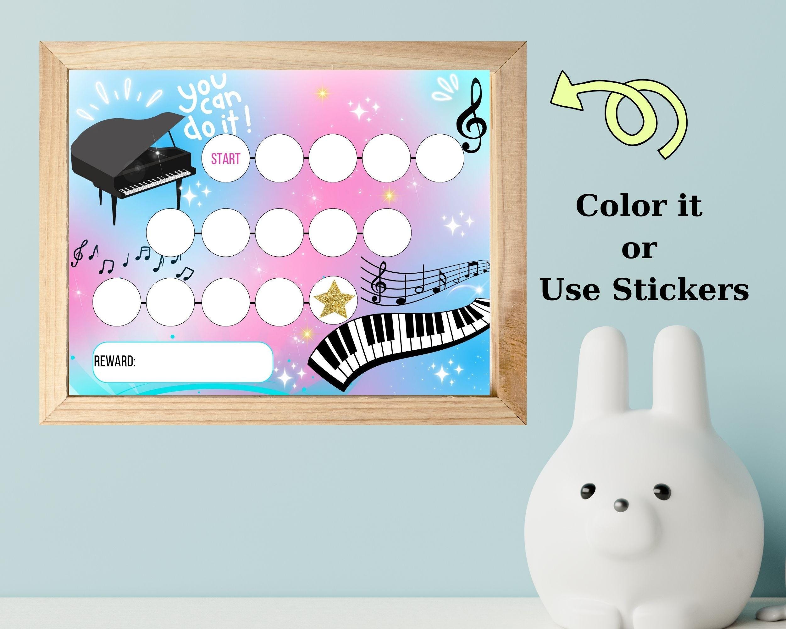 Printable Piano Reward Chart - Music Practice - Piano Practice - Music ...