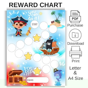 Pirate Reward Chart - Treasure Hunt Chart - Sticker Chart - Prize Chart ...