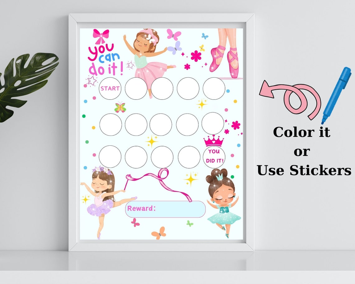 Printable Ballerina Reward Chart - Ballet Reward Chart - Girls Potty ...