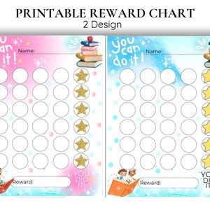 Printable Reading Reward Chart for Kids: Blue & Pink Book Tracker (PDF ...