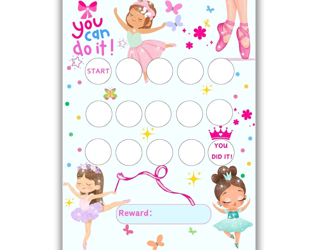 Printable Ballerina Reward Chart - Ballet Reward Chart - Girls Potty ...