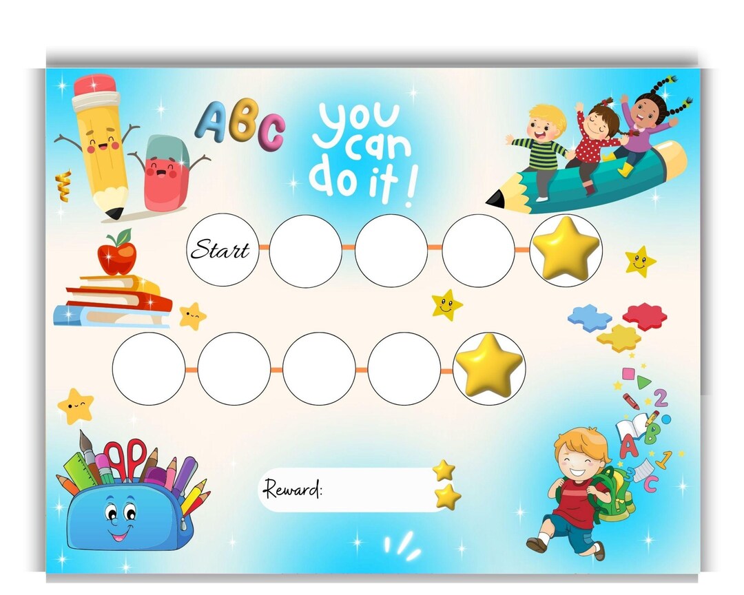 Homeschool Reward Chart - Study Motivation - Reading Chart - Kids Goal ...