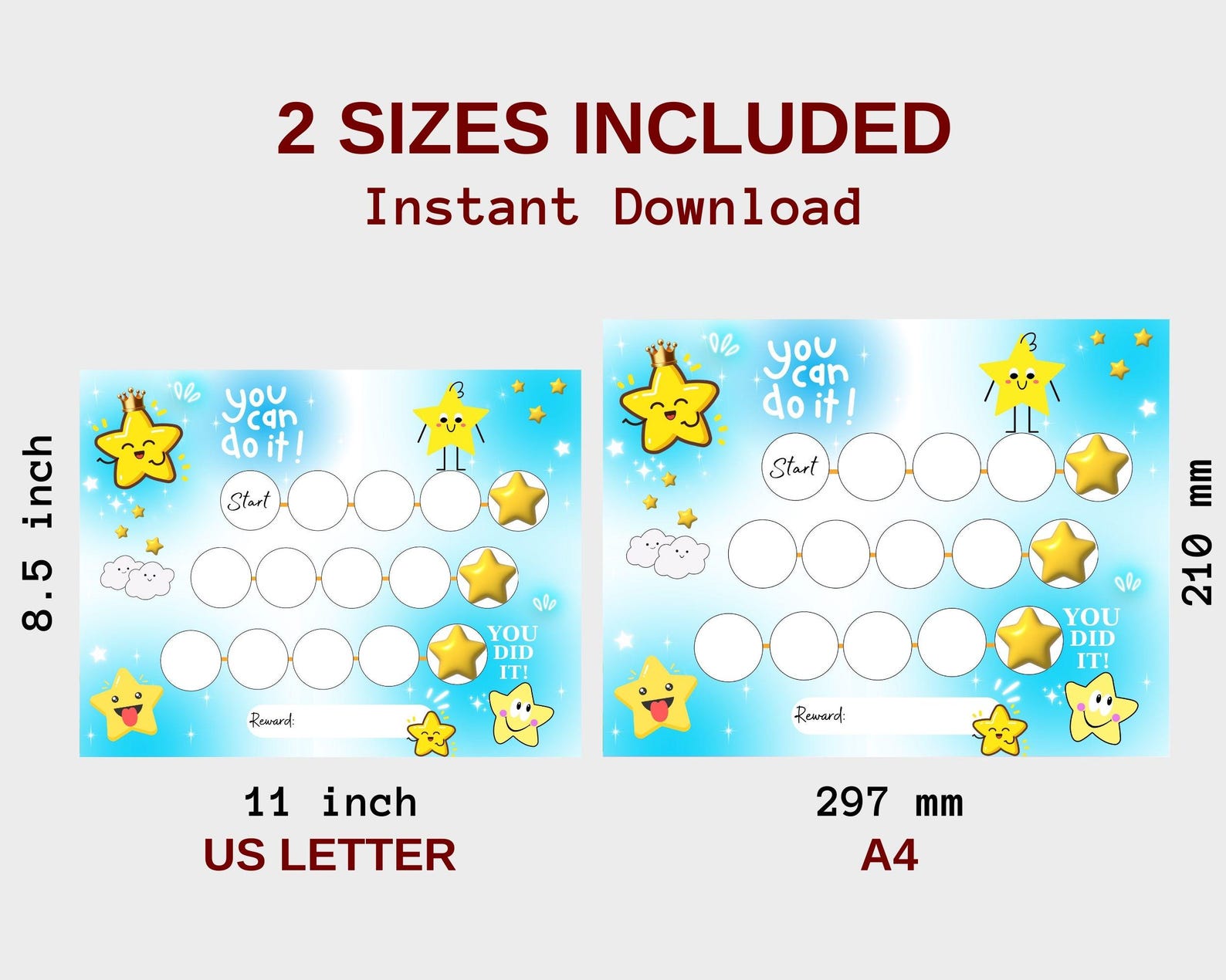 Colorful Star Reward Chart for Kids – Printable Behavior Chart, Potty ...