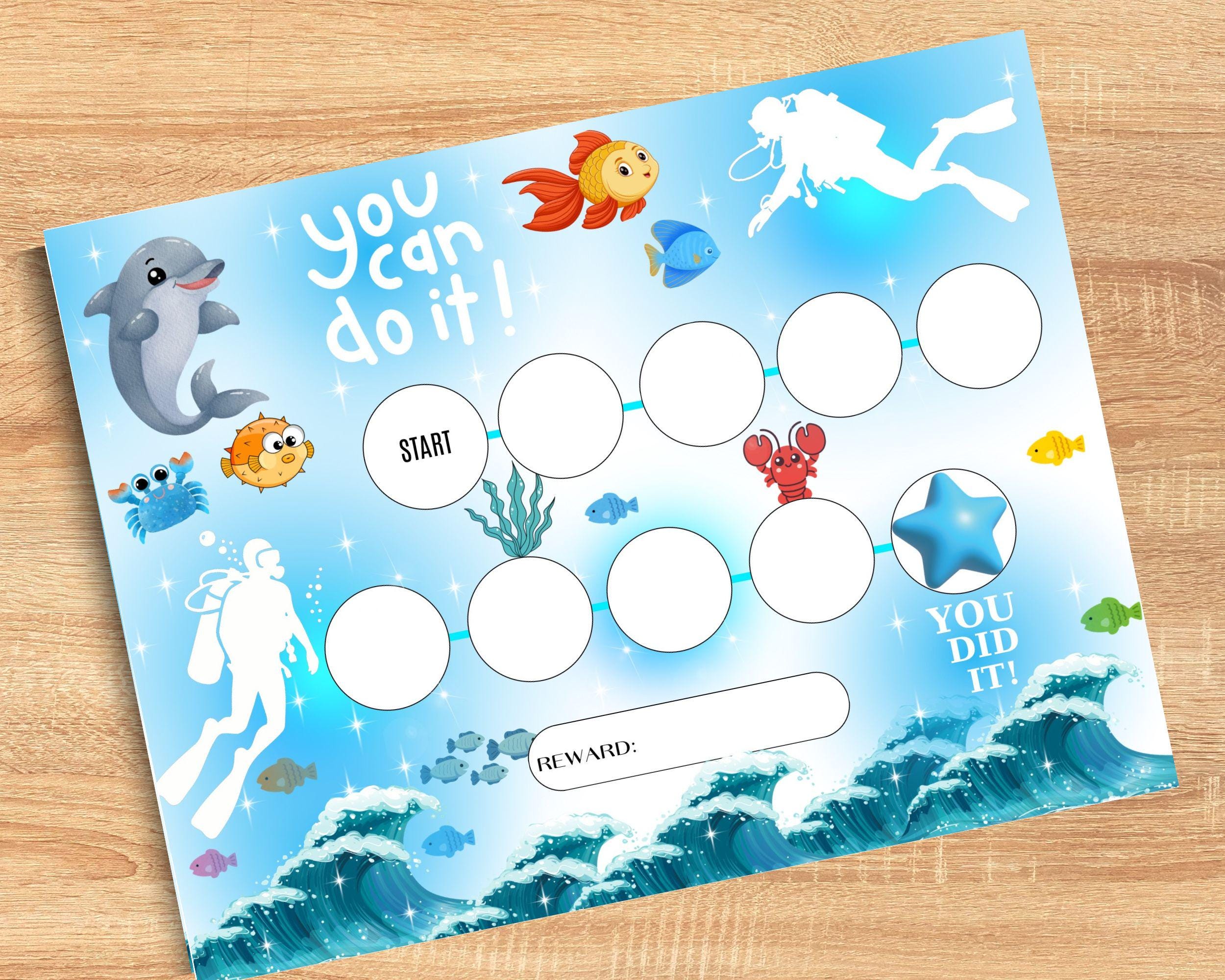 Diver Reward Chart - Sea Animals Sticker Chart - Under the Sea Behavior ...