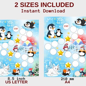 Penguin Reward Chart for Kids Winter Theme Sticker Chart Potty Training ...