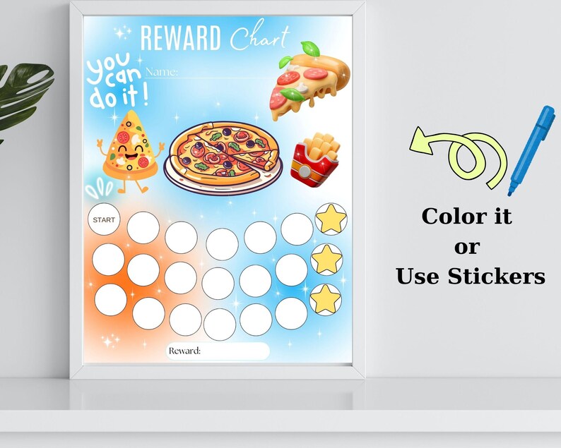 Pizza Reward Chart for Kids - Motivation Boost - Potty Training Chart ...