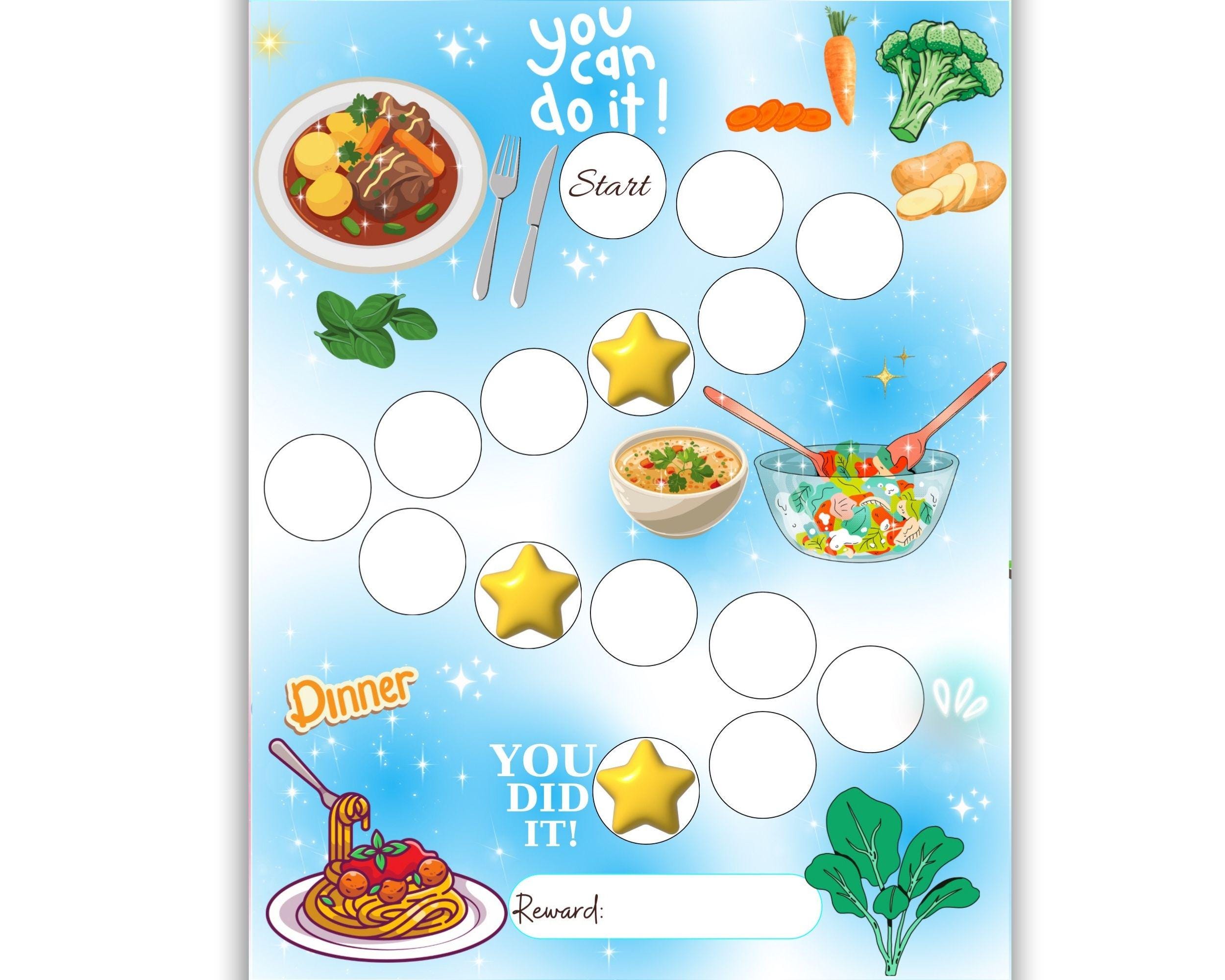 Printable Dinner Reward Chart for Kids: Mealtime Tracker (A4 & Letter ...