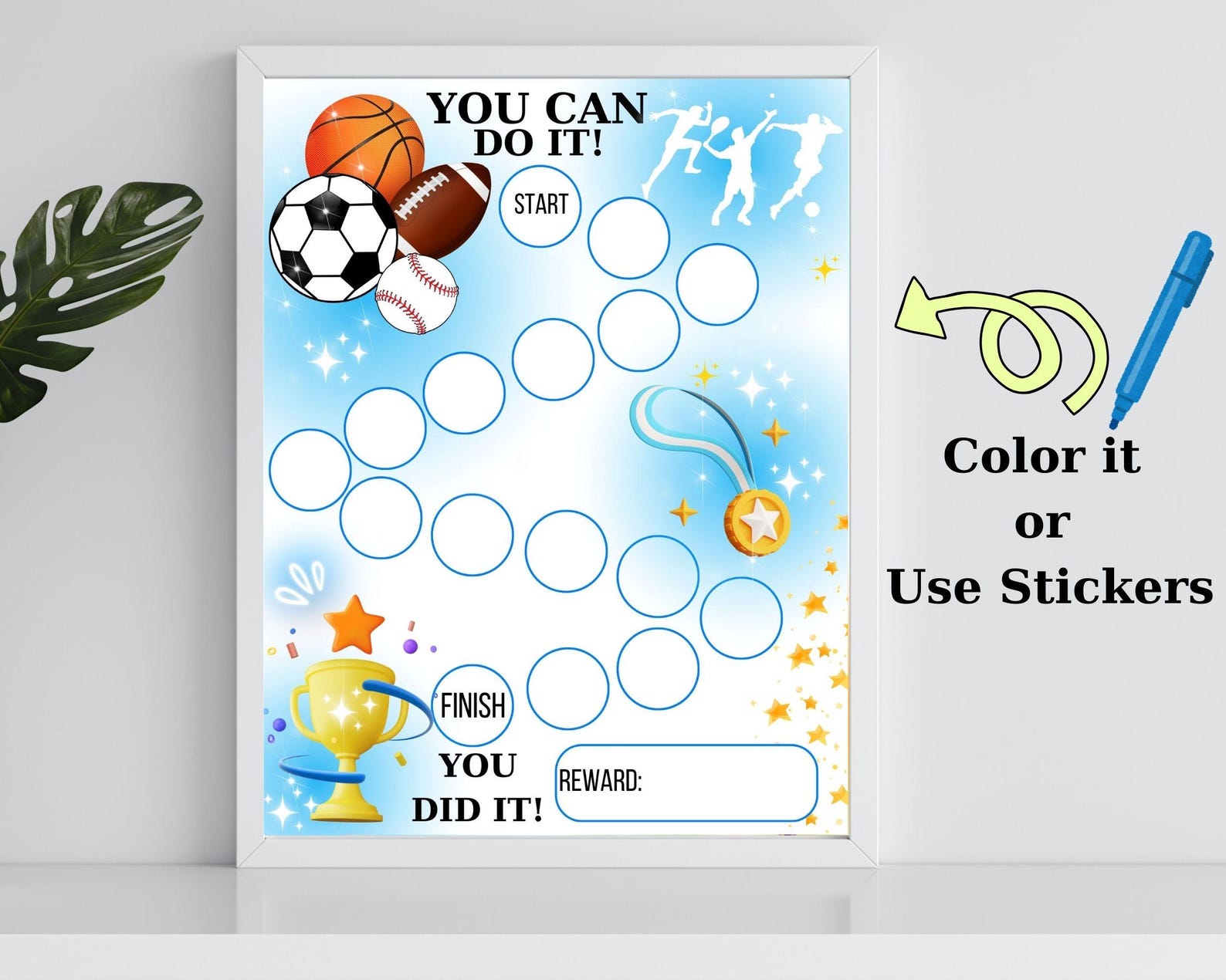 Printable Sports Reward Chart - Kids Reward Chart - Football Sticker ...