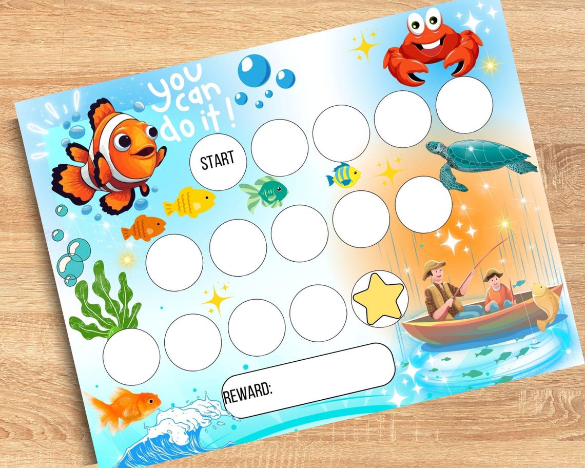 Ocean Reward Chart Fish Reward Chart Under the Sea Behavior Chart Potty ...