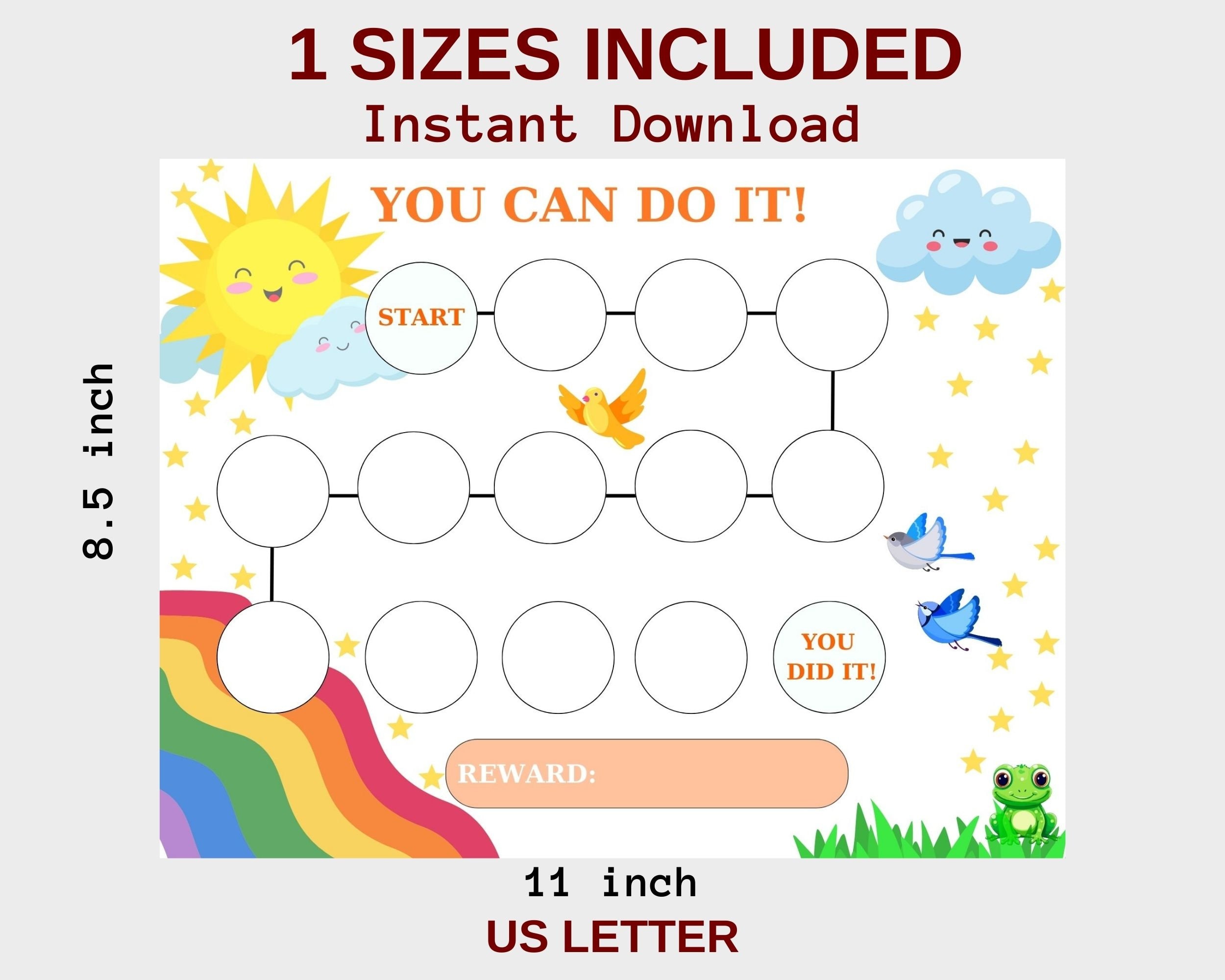 Printable Rainbow Reward Chart Sun Rainbow Reward Chart Potty Training ...