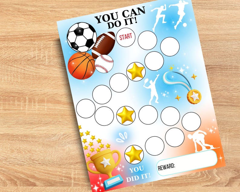 Printable Sports Reward Chart for Kids - Football Sticker Chart ...