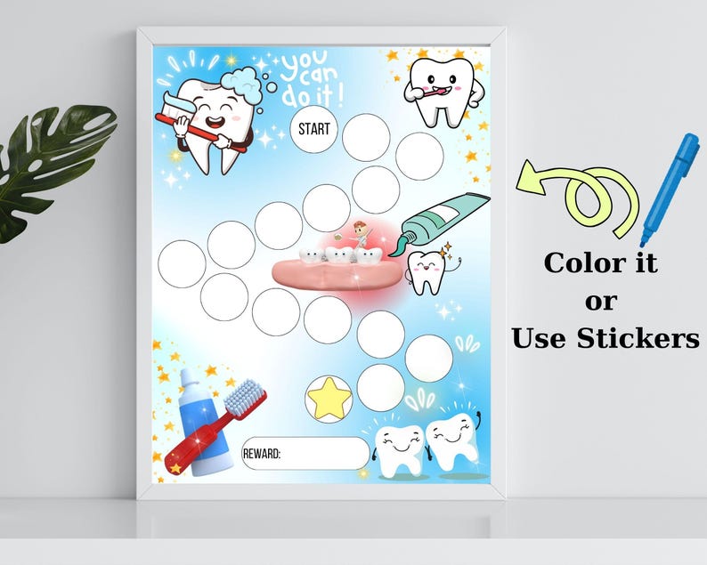 Teeth Brushing Reward Chart - Tooth Brushing Reward Chart - Sticker ...