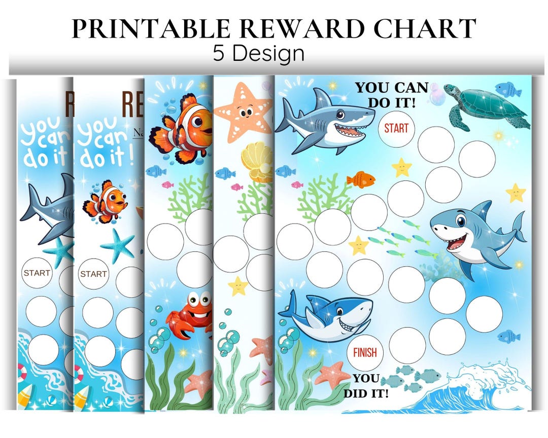 Printable Ocean Reward Chart Bundle: Under the Sea, Shark Potty ...