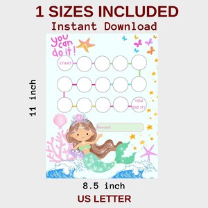 Printable Mermaid Reward Chart Girls Potty Training Sleeping Chart ...
